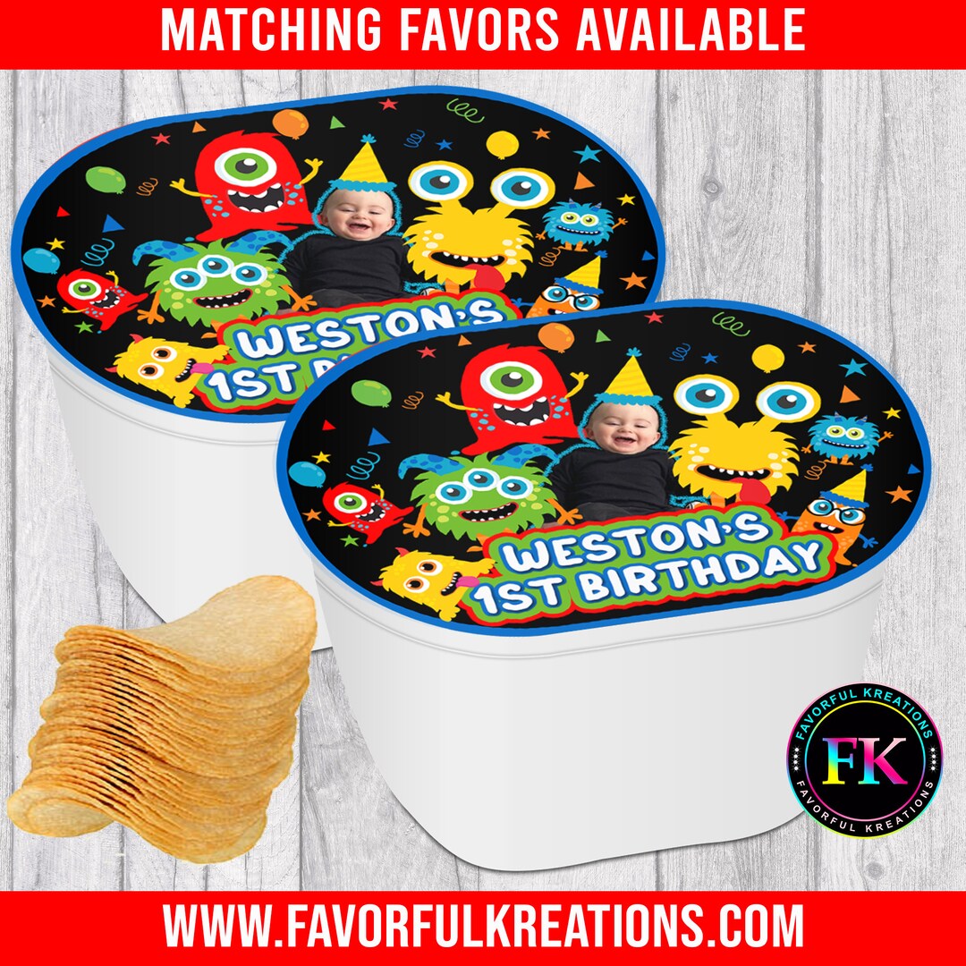 Monster Chip Bags-monster Stacked Snacks-monster Party Favors Custom ...