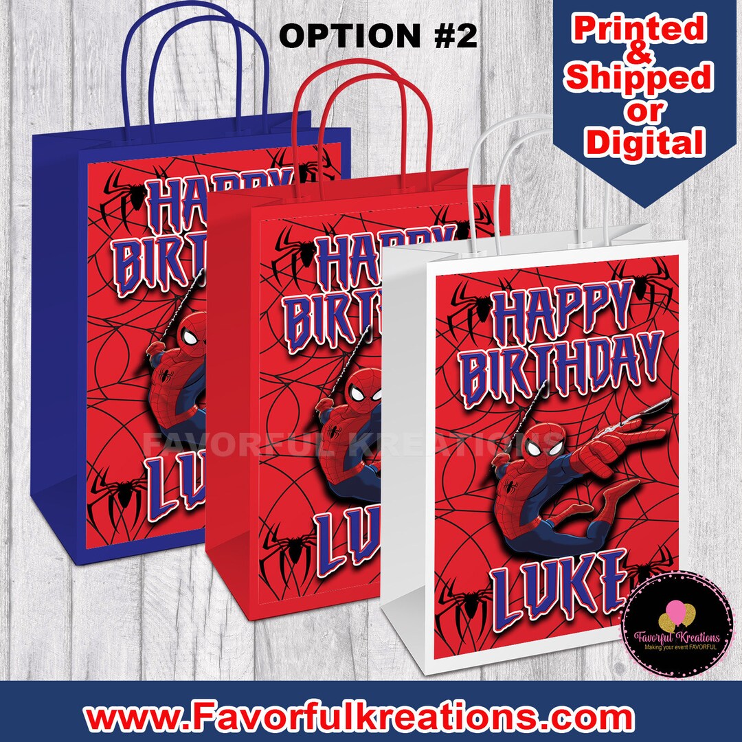 Spiderman Gift Bags-custom Gift Bags-spiderman Birthday-spiderman Party ...