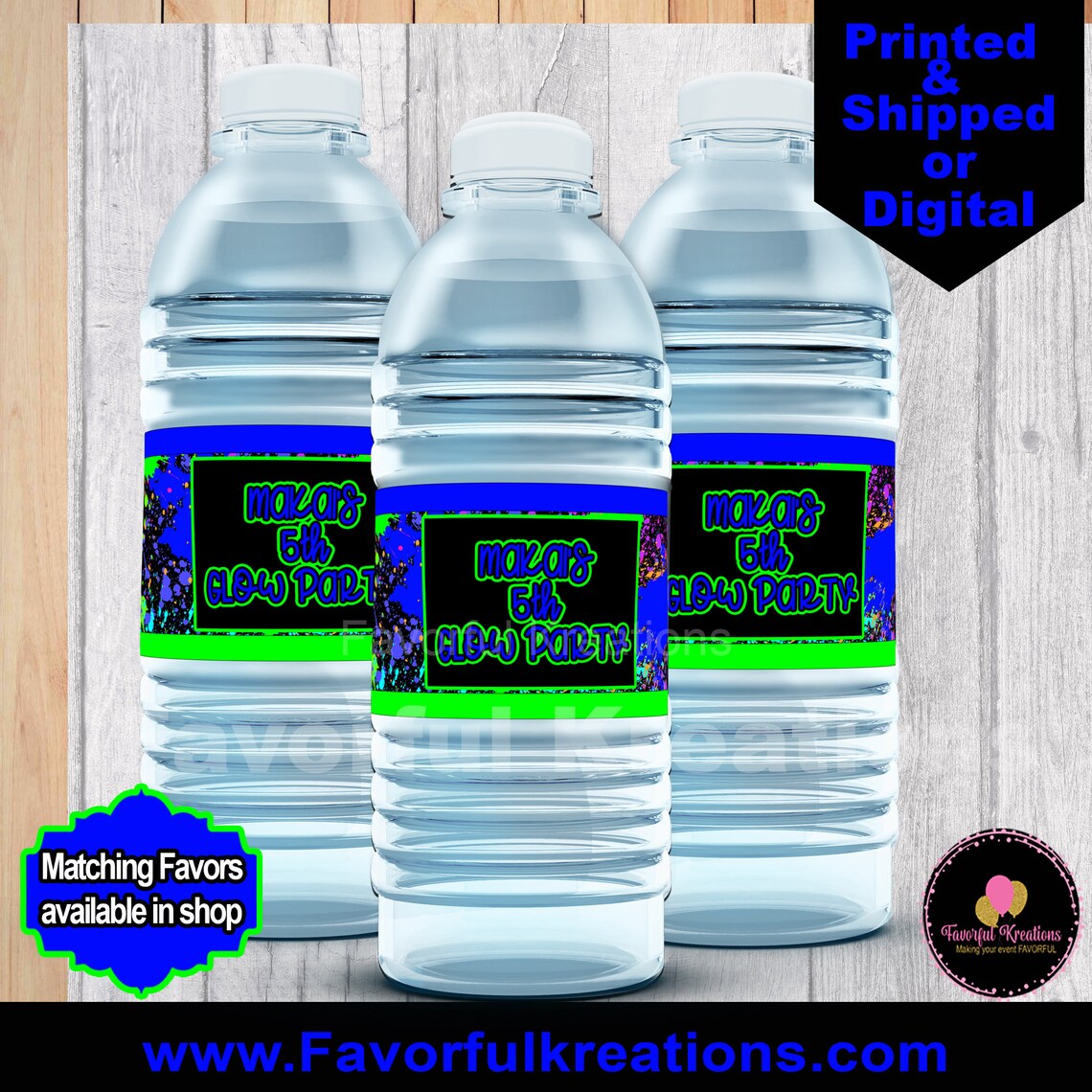 Glow Party Favors Glow Party Water Bottle Labels Neon - Etsy