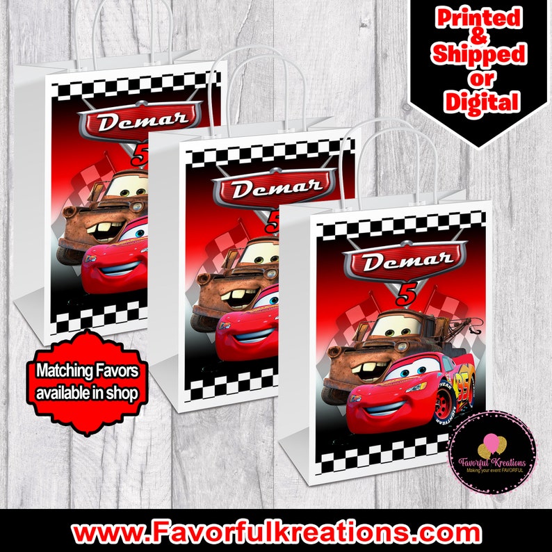 Cars Gift Bag Label-cars 2 Gift Bag-favor Bag-cars Birthday | Etsy