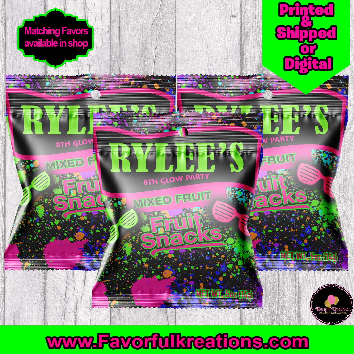 Glow Party Fruit Snacks-glow in the Dark Party Favors Neon - Etsy