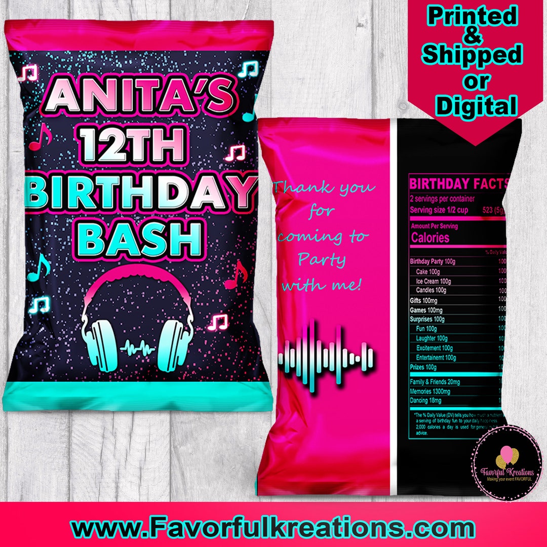 Musical Chip bags Music Party Favors Teen Music Birthday Party Dance ...