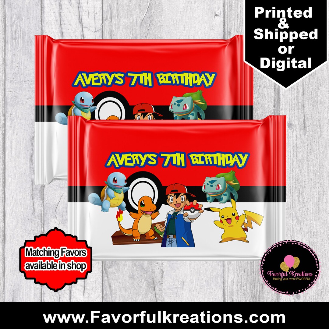 Pokemon Party Favors Pokemon Chocolate Bar-pokemon Candy Wrapper ...
