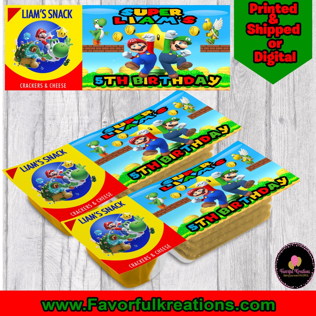 Super Mario Favors Super Mario Cracker and Cheese Dip Labels-super ...