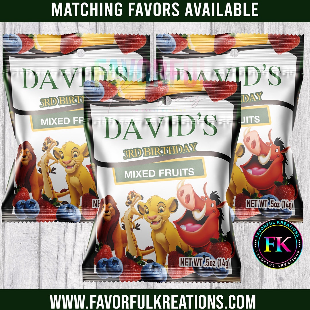 Lion King Fruit Snacks Favors Fruit Snacks Lion King Birthday Lion King