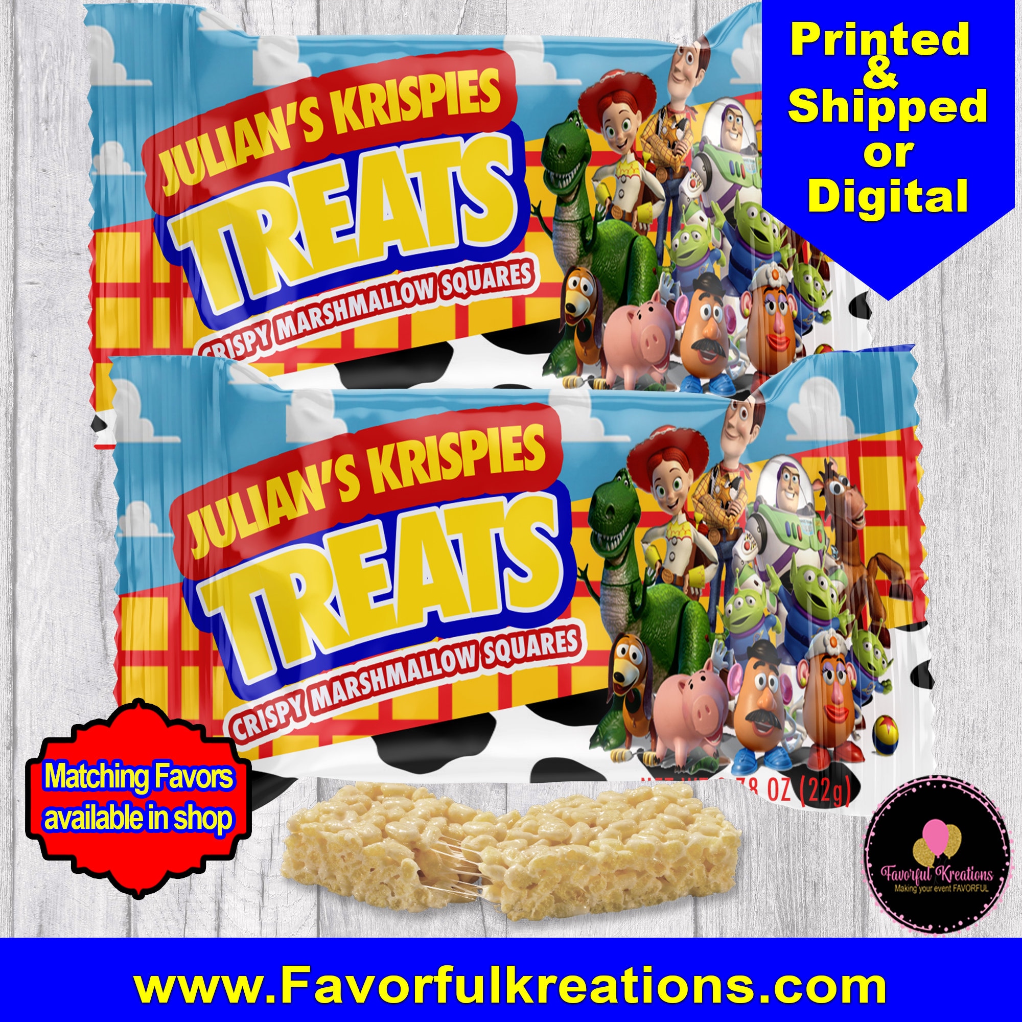 Toy Story Rice Krispies Treats Toy Story Party Favors Toy Etsy