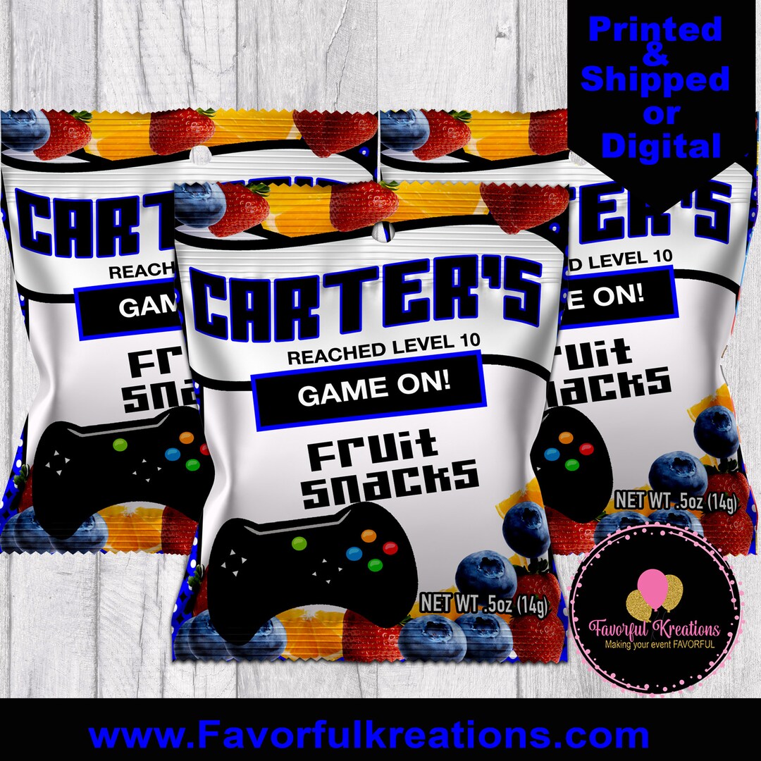 Video Game Fruit Snacks Favors-custom Fruit Snacks video Game Birthday ...