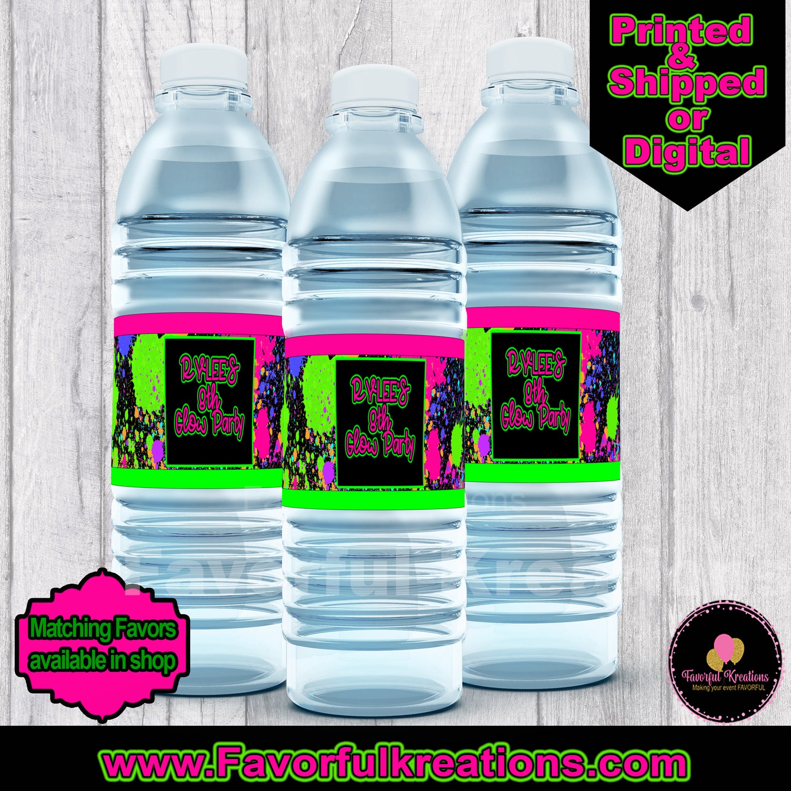 Glow Party Favors Glow Party Water Bottle Labels Neon - Etsy