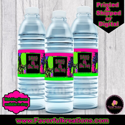 Printable Neon Glow Paint Party Water Bottle Labels | Etsy