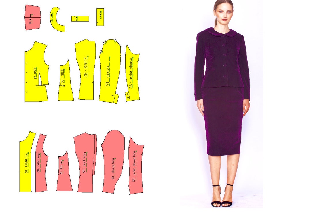 PDF Women Blazer Paper Pattern SIZE 38 EU/ Blazer Pattern - Etsy