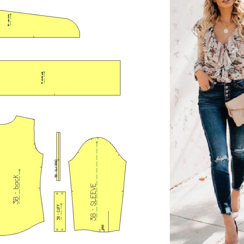 Ruffle Blouse Sewing Pattern - Etsy