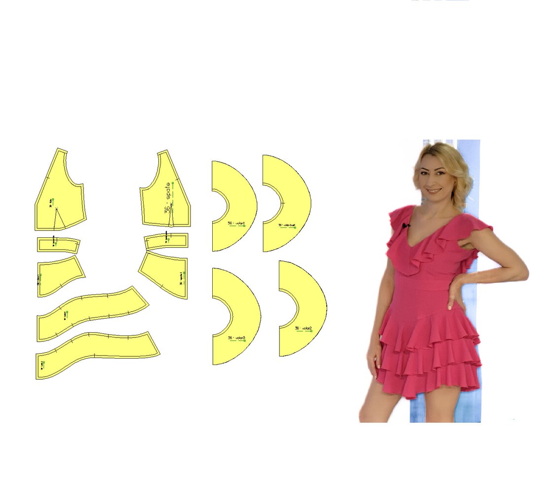 Dress Paper Pattern Short Dress Pattern Ruffle Skirt Dress Sewing Your Own Sewing