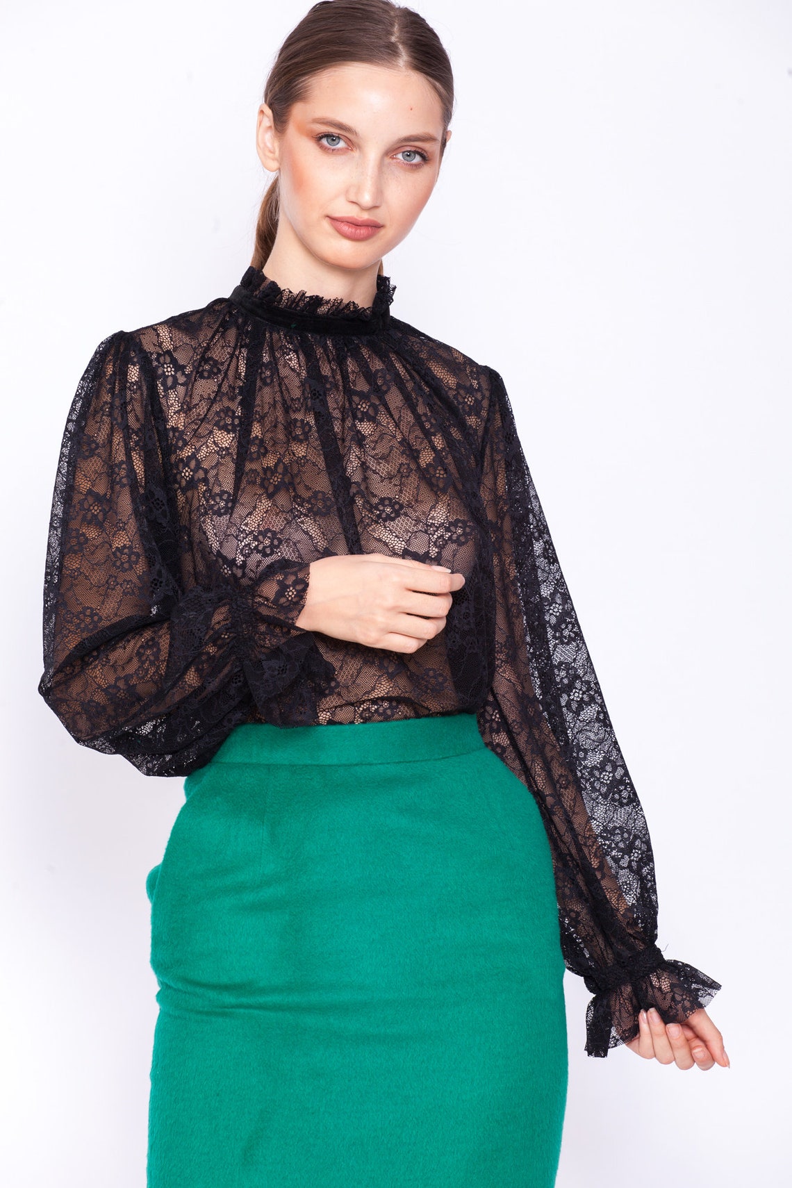 PDF Lace Blouse Sewing Pattern Size 38 / Vintage Blouse Sewing - Etsy