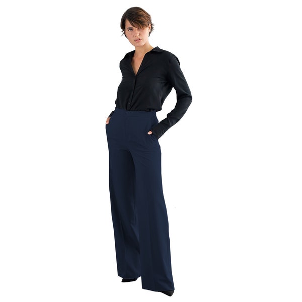 Navy Blue Palazzo Pants - Etsy