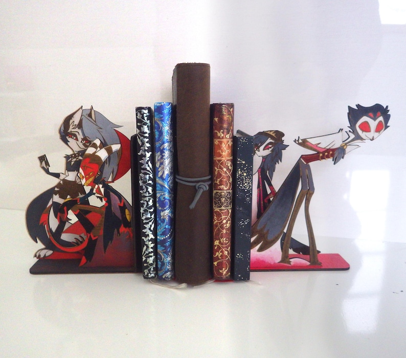 Stolitz Bookends, Stolas Et Blitzø, Hand Painted Wooden Helluva Boss ...
