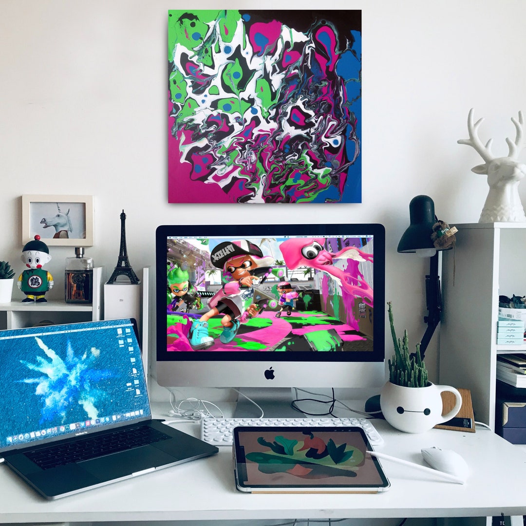 Abstract Painting on Canvas Inspired by Splatoon Games Mural - Etsy