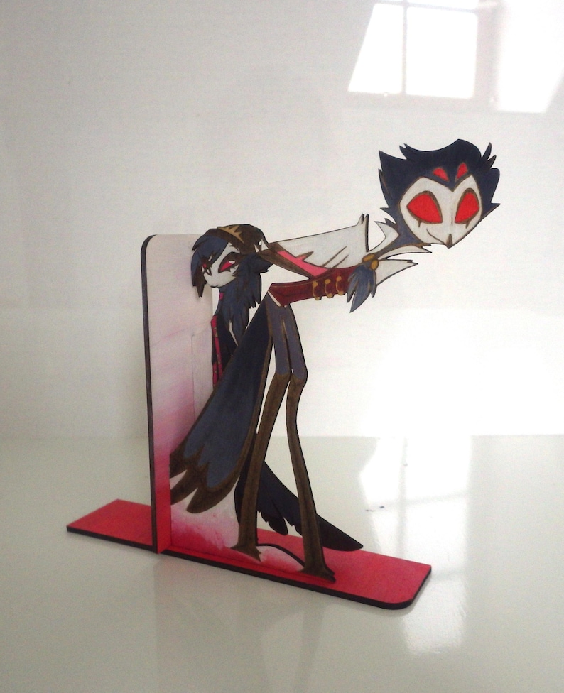 Stolitz Bookends, Stolas Et Blitzø, Hand Painted Wooden Helluva Boss ...