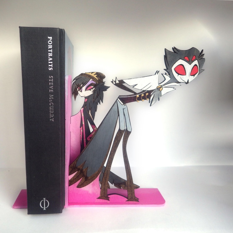 Stolitz Bookends, Stolas Et Blitzø, Hand Painted Wooden Helluva Boss ...