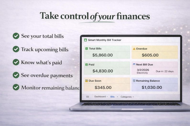 Bill Tracker Template Google Sheets, Monthly Bills Tracker, Bill ...