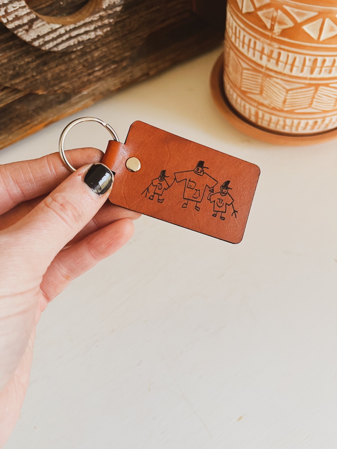 Kids Art Engraved Keychain, Personalized Keychain With Children's ...