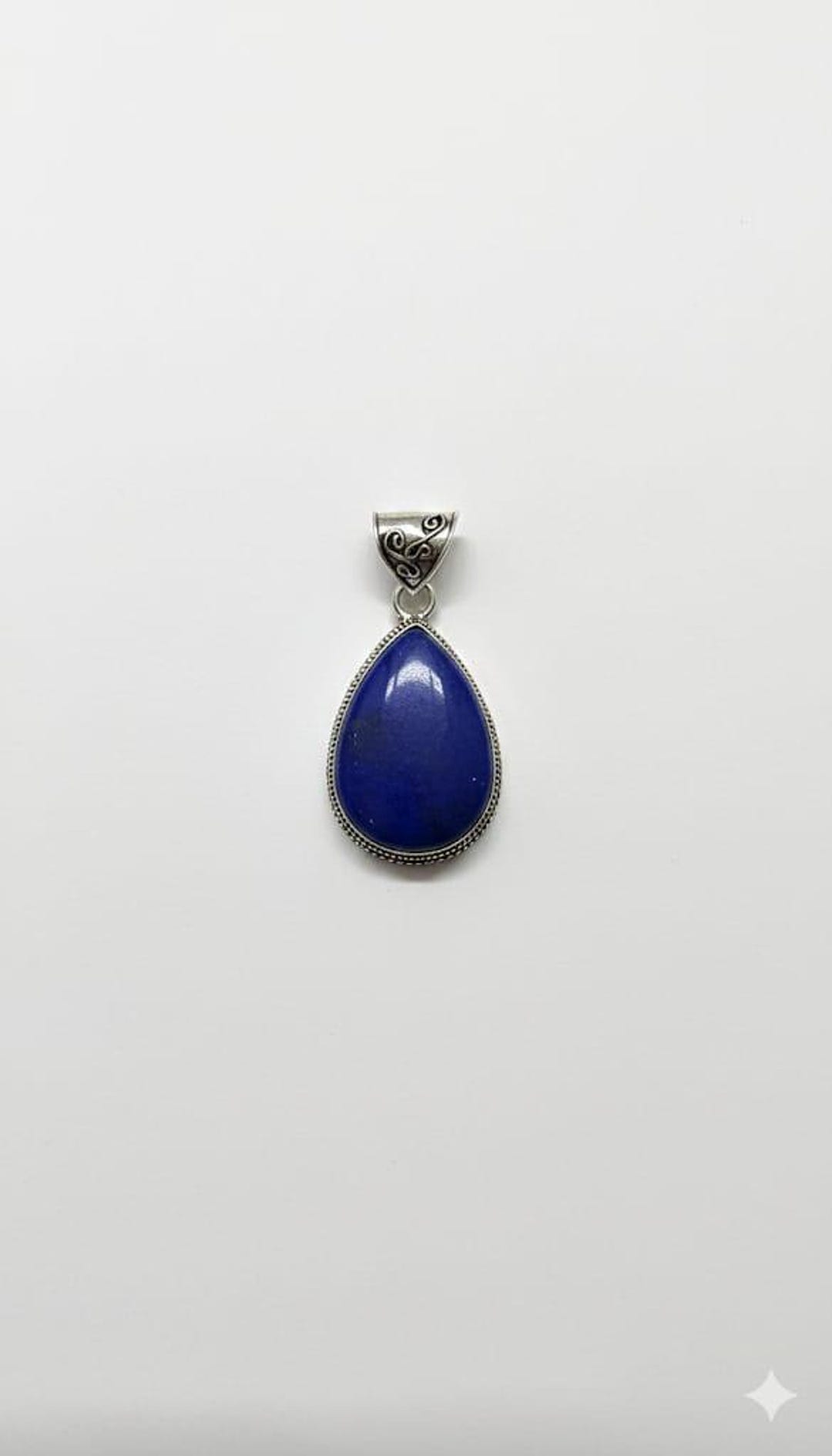 Handmade Natural Blue La-pis Lazily Teardrop Pendant in Silver, Vintage ...