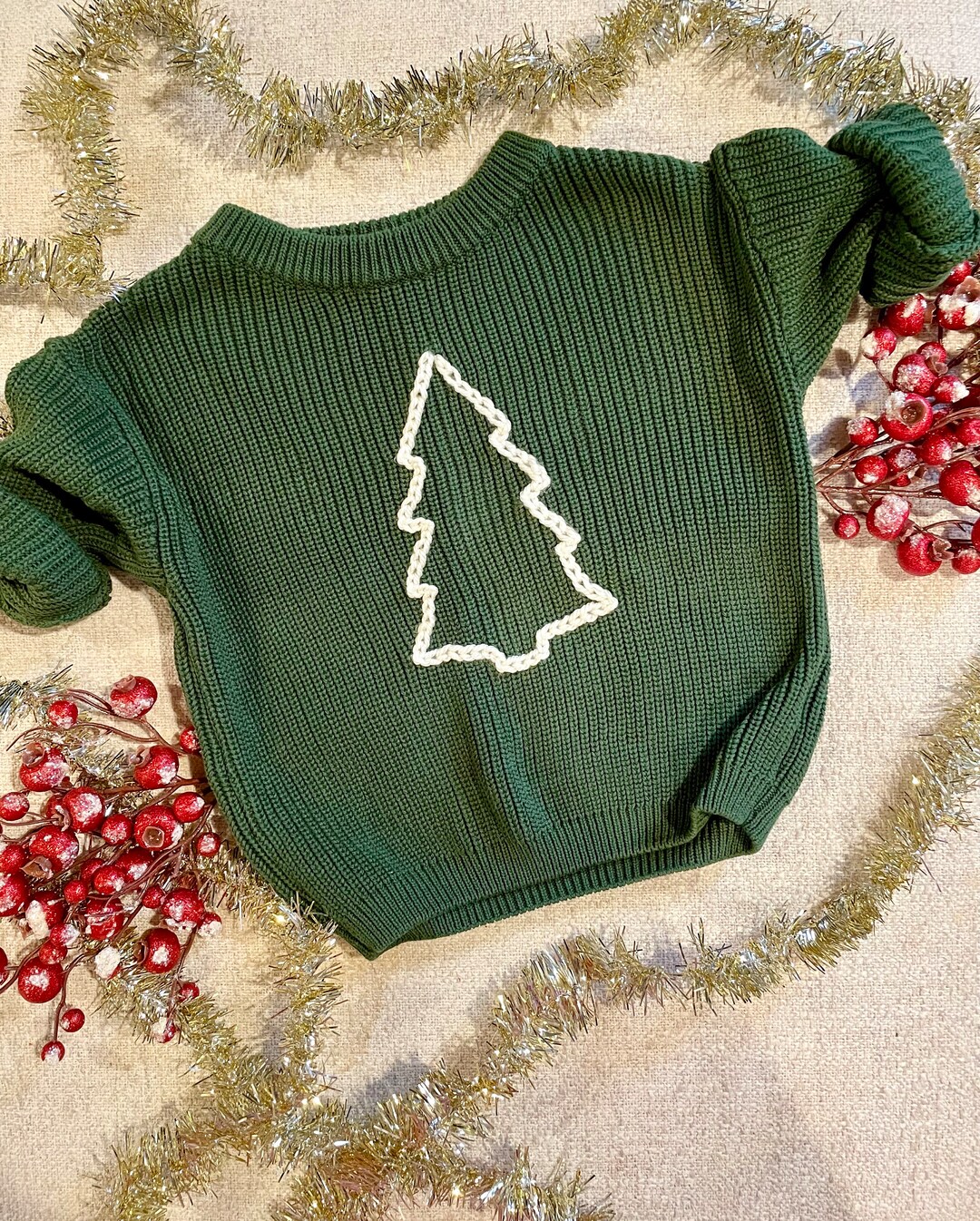 CHRISTMAS Tree Hand Embroidered OVERSIZED Sweater - Etsy