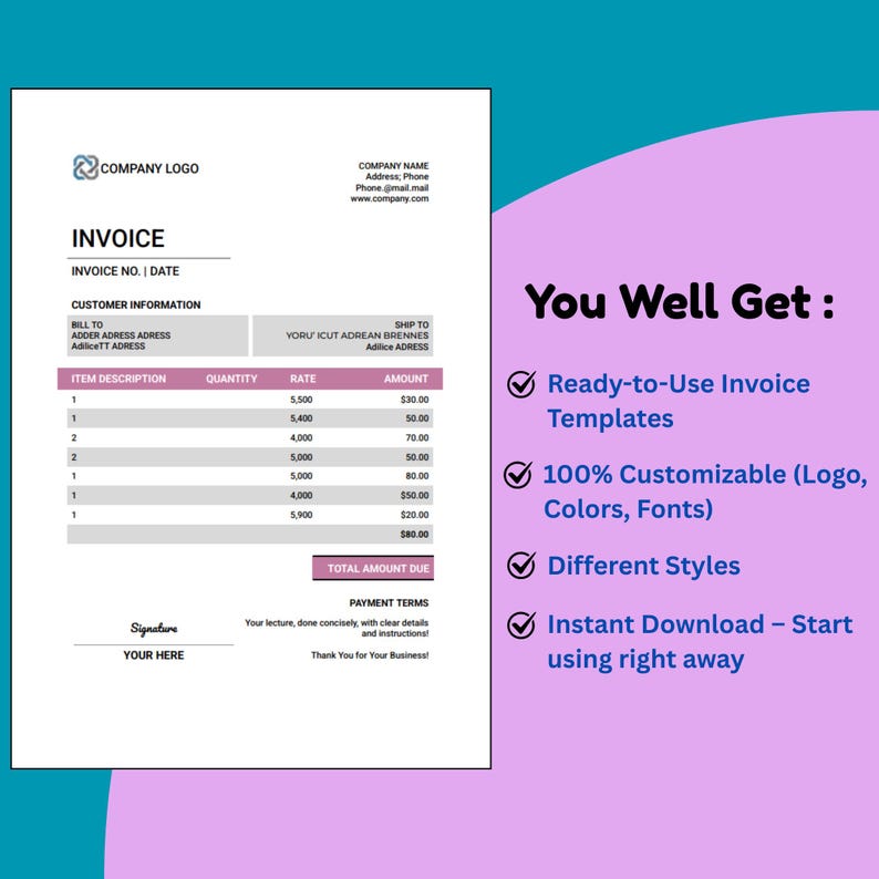 Professional Editable Invoice Template – Instant Download for Word ...
