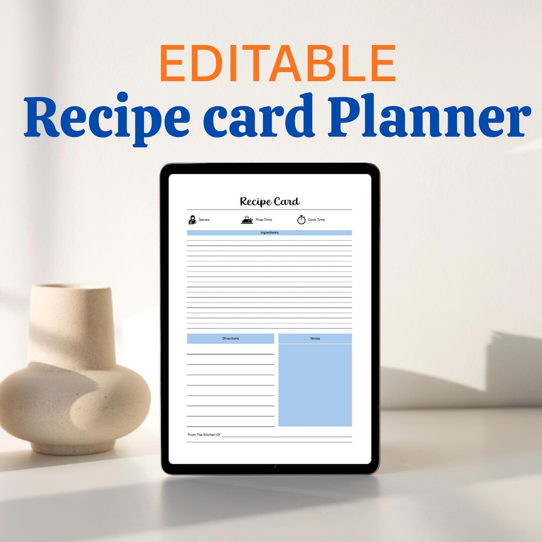 Ultimate Editable Recipe Card Planner – Organize, Track & Create ...