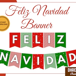 Feliz Navidad Banner Printable Instant Download Xmas Banner - Etsy Canada