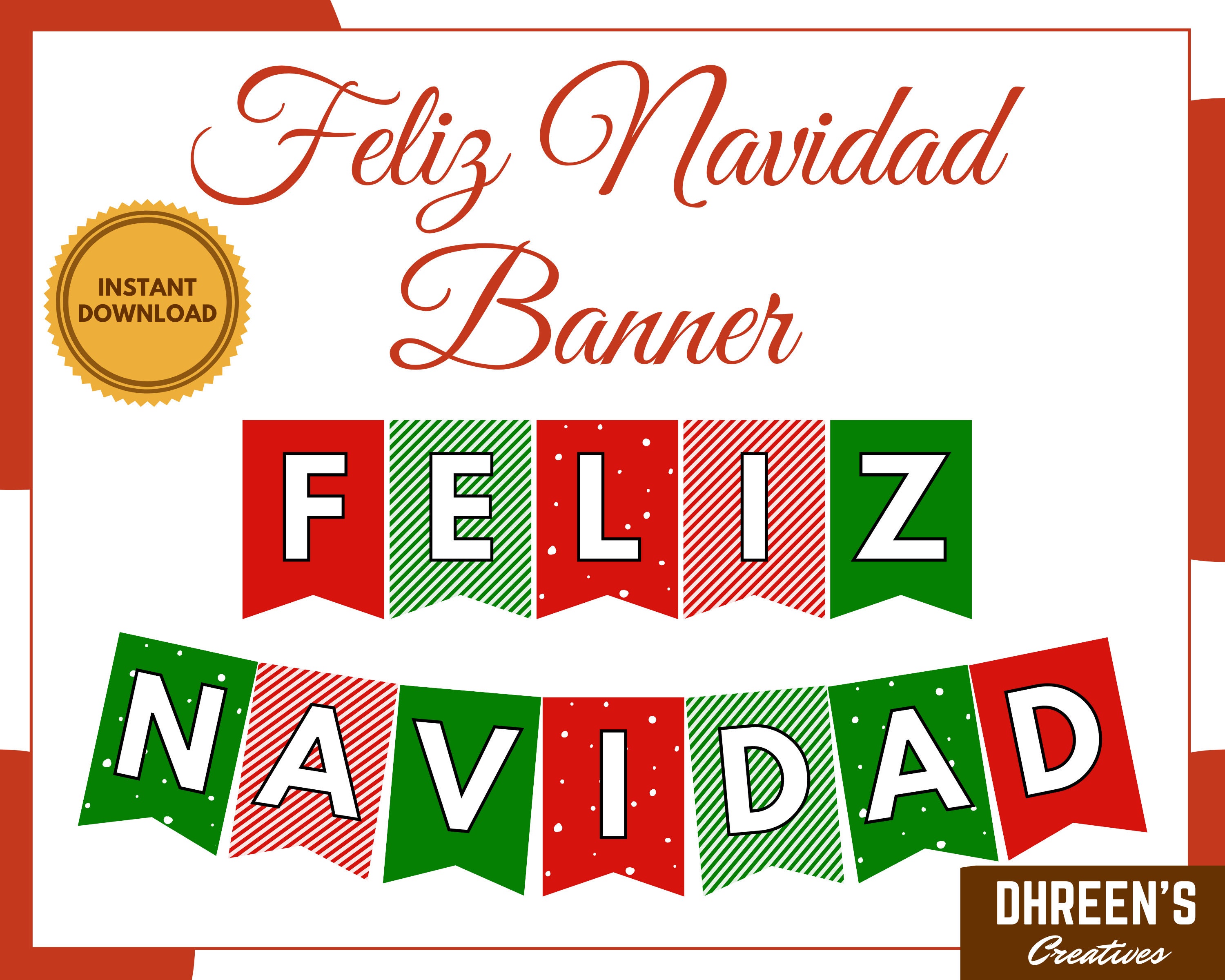 Feliz Navidad Banner Printable Instant Download Xmas Banner - Etsy Canada