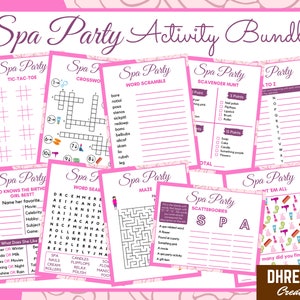 Spa Birthday Party Activity Bundle 10 Printable Activities for Kids Spa ...