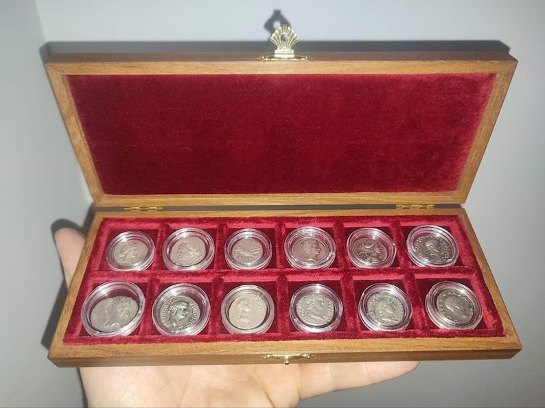 Coin Box With 12 Squares of 28 Mm. ZECCHI Wood Coin Box Wooden Coin ...