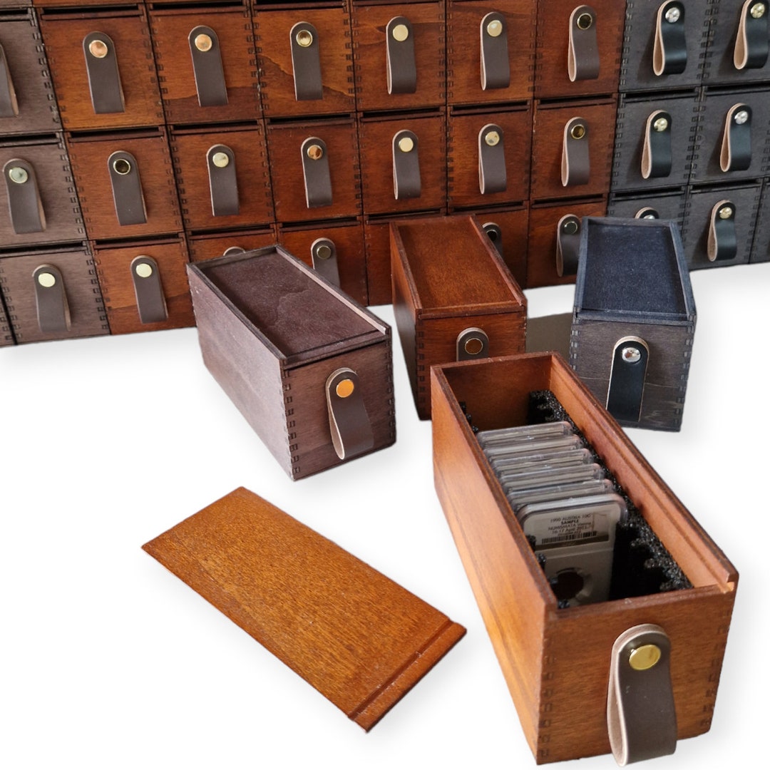 Graded Coins Storage Wood Box Holds 13 Certified Slabs and Fits Both ...