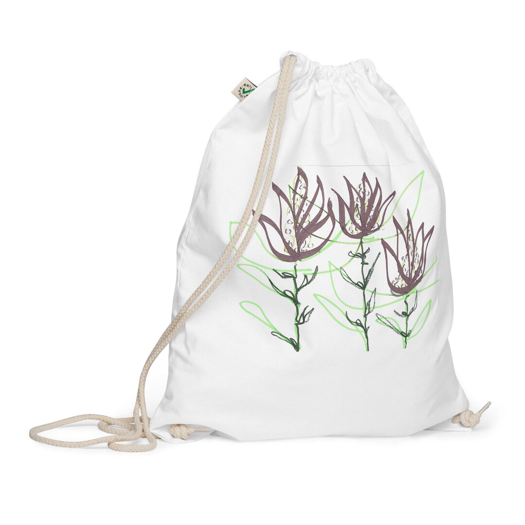 Happy Dreams Shop BLOOM Organic Cotton Drawstring Bag - Soaring Roaring ...