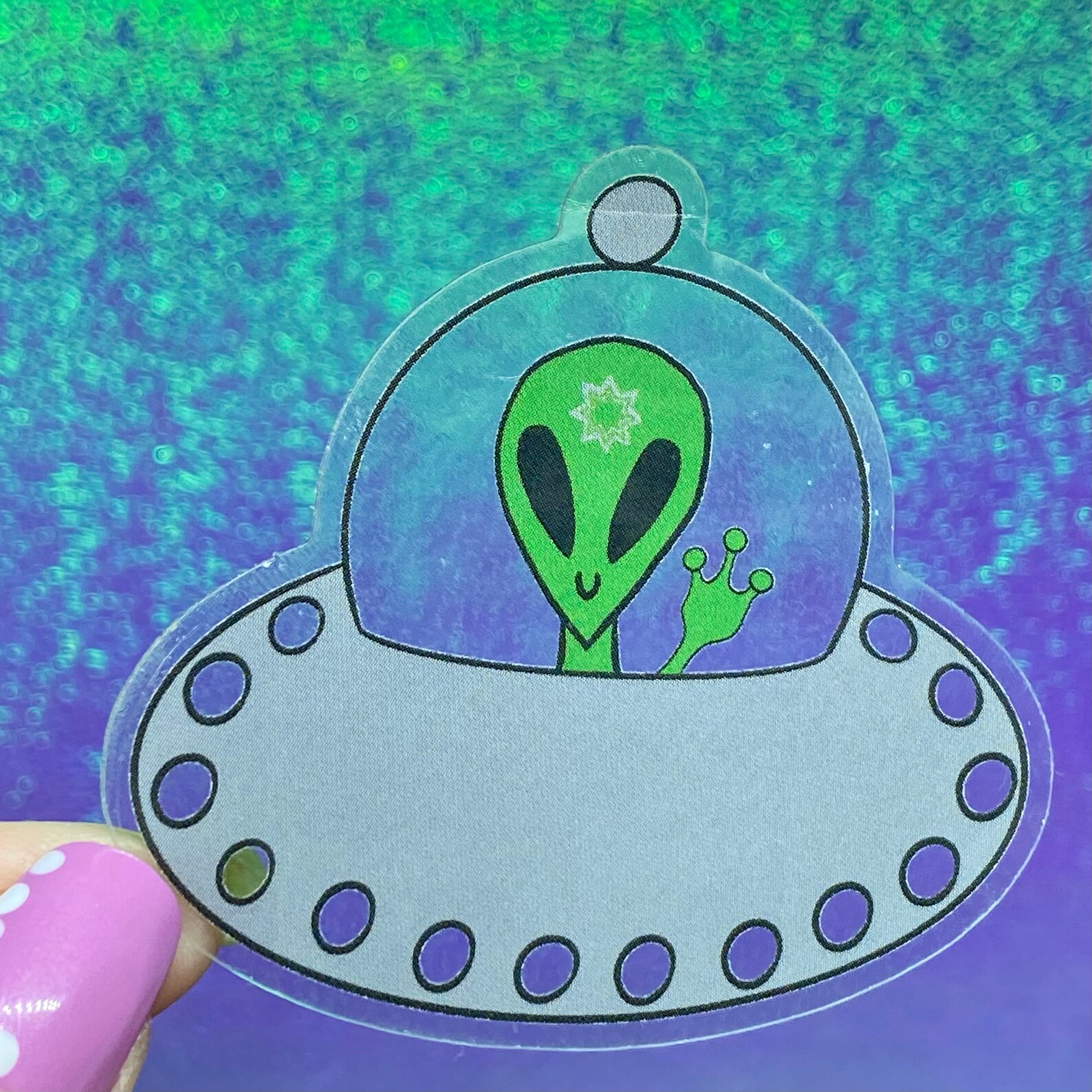 Little Green Alien Sticker, Clear Cut Outs, 2.2” X 2” - Etsy