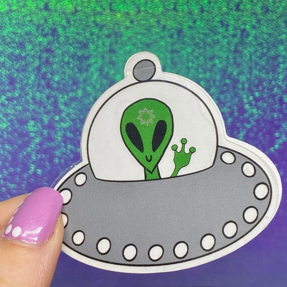 Little Green Alien Sticker Clear Cut Outs 2.2 X 2 - Etsy