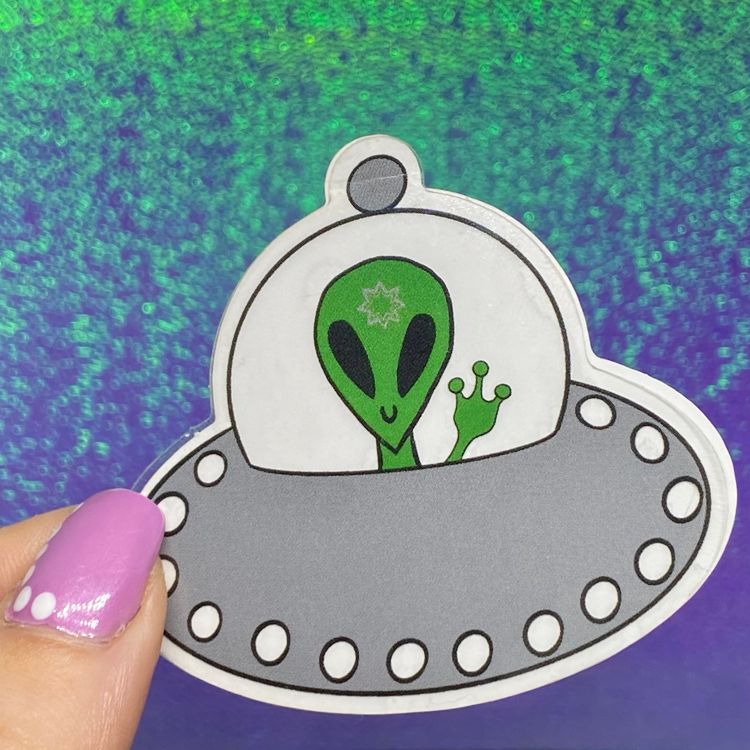 Little Green Alien Sticker, Clear Cut Outs, 2.2” X 2” - Etsy