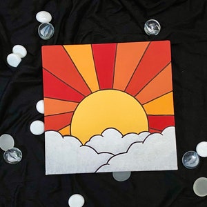 The Sun in the Clouds, Acrylic Flat Canvas Painting, 6x6 - Etsy