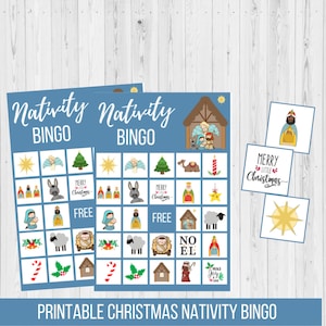 Printable Nativity Christmas BINGO Cards, Sunday School Game, Church ...
