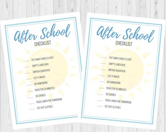 Editable After School Checklist - Etsy