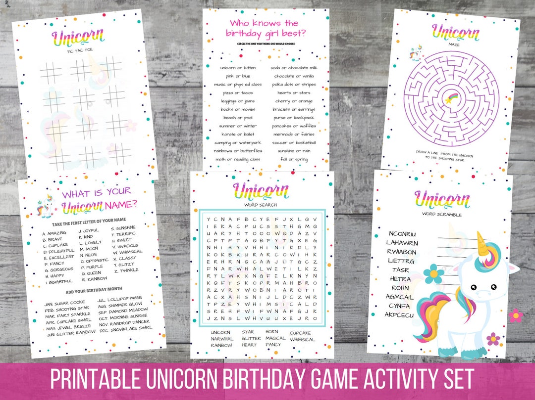 Rainbow Unicorn Birthday Activity Pack Printable - Etsy Australia