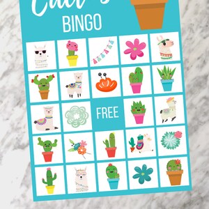 Printable Cactus BINGO Game, Fiesta Birthday Party Digital Download ...
