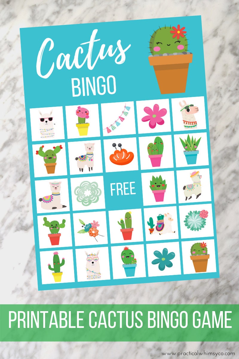 Printable Cactus BINGO Game, Fiesta Birthday Party Digital Download ...