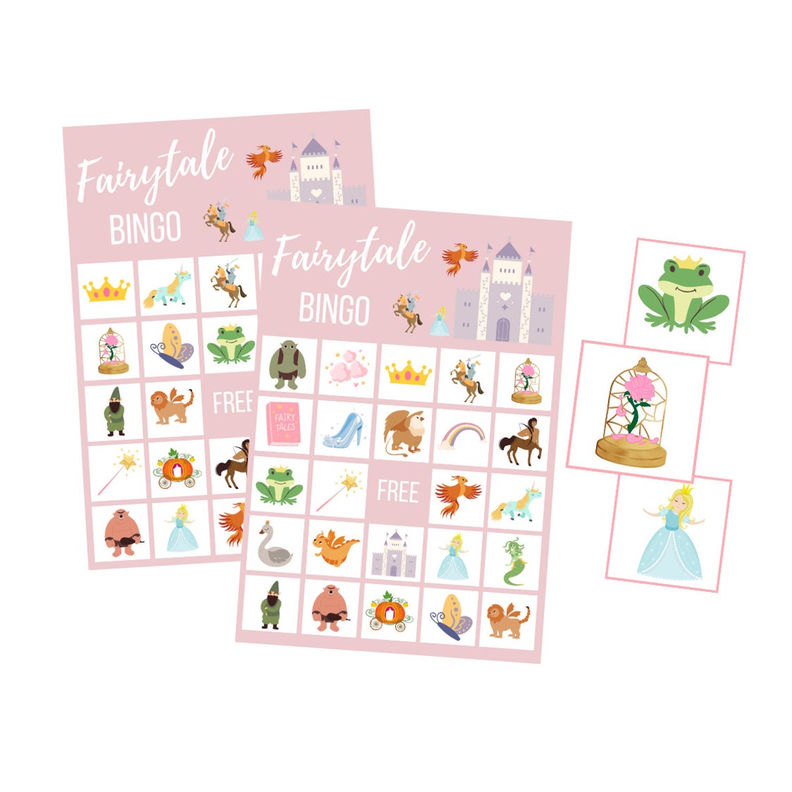 Princess BINGO Card Game, Cinderella Castle Party Game, Once Upon a ...