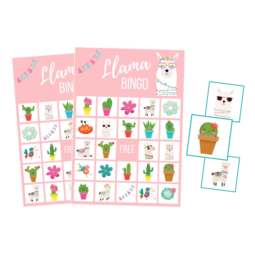 Printable Llama BINGO Game, Birthday Party Digital Download, Instant ...
