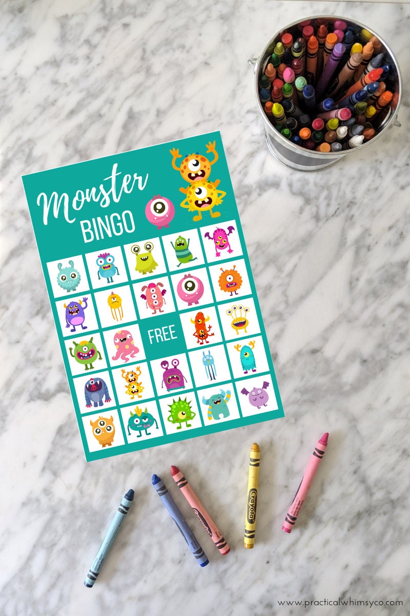 Printable Monster BINGO Game, Boy Birthday Party Digital Download ...