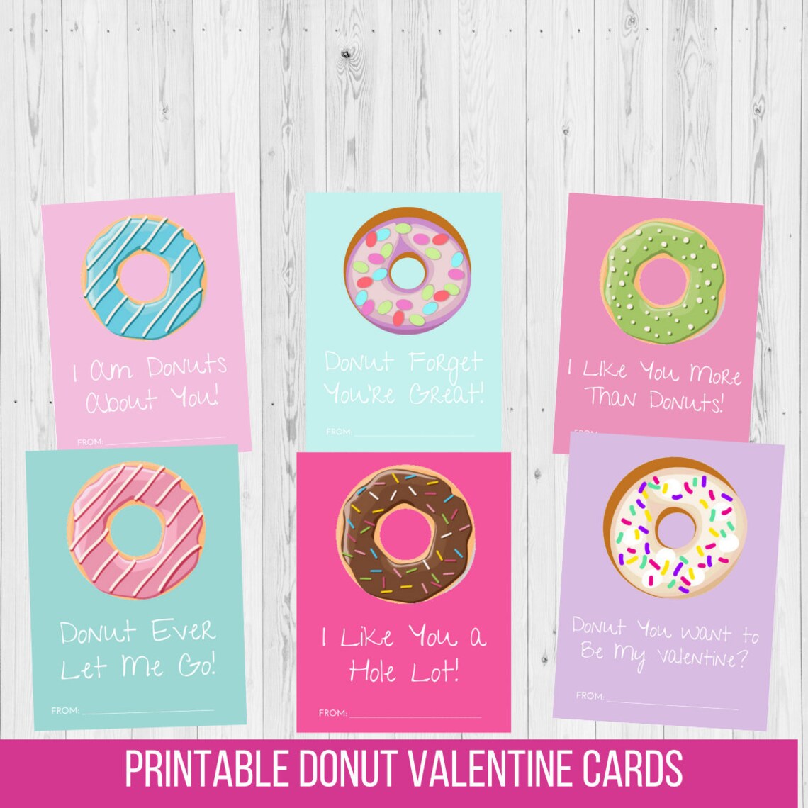 Donut Valentines Day Card for Kids, Sprinkles Printable Valentines ...