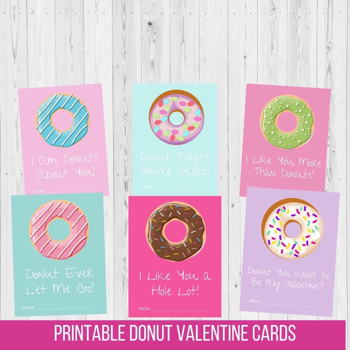 Donut Valentines Day Card for Kids, Sprinkles Printable Valentines ...