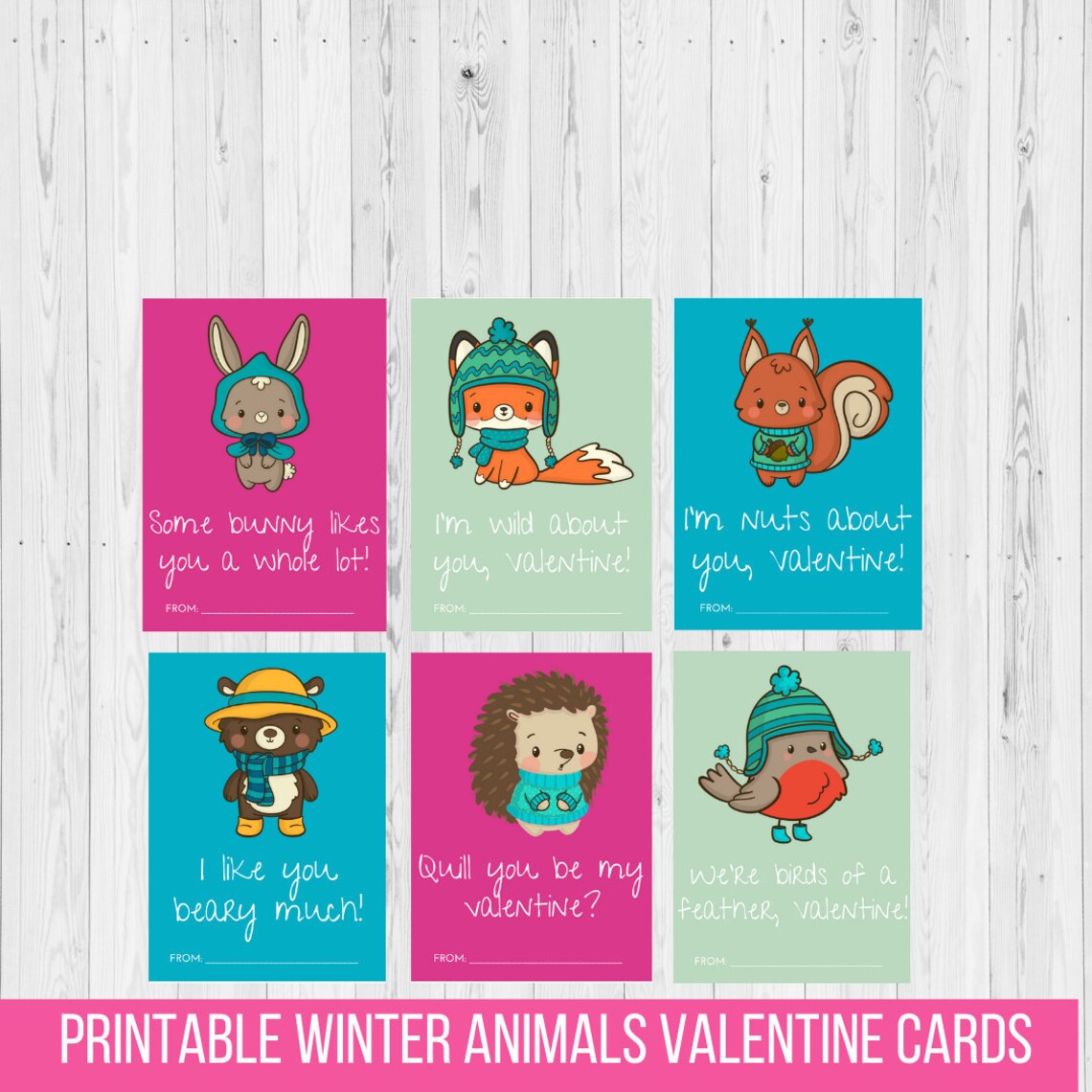 Animal Valentines Day Card for Kids, Woodland Animal Printable ...