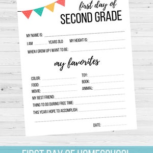 Printable Back to School Interview for Homeschool Kids, First Day of ...